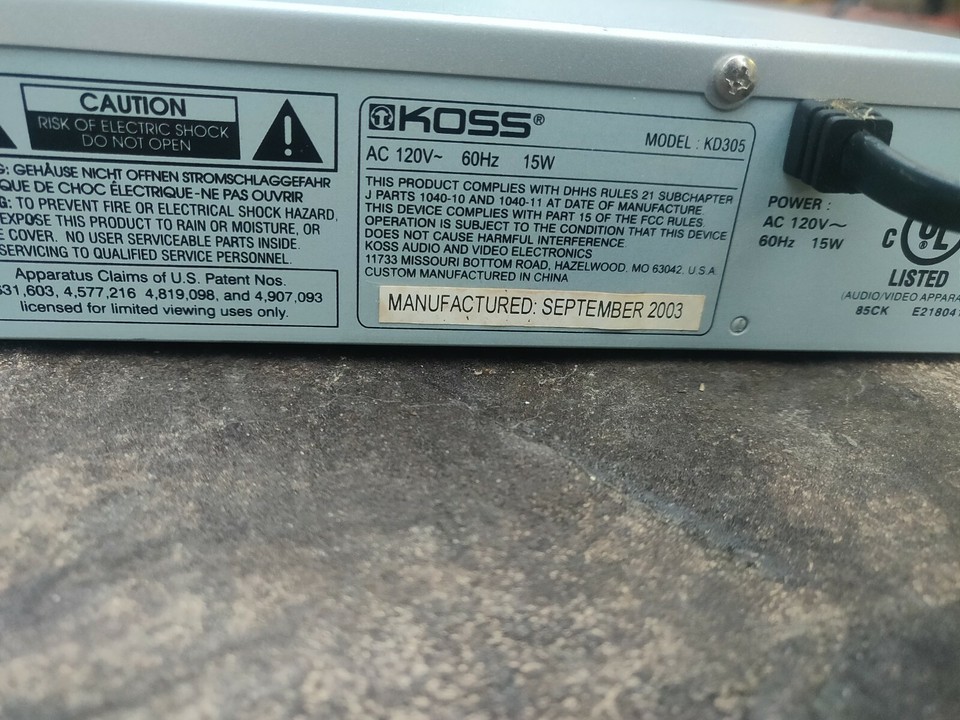 Koss KD305 DVD Player No Remote Control | eBay