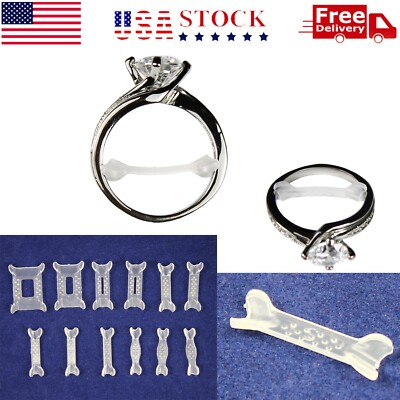 12PCS Clear Ring Size Adjuster Invisible Ring Sizer Jewelry Fit Reducer ...