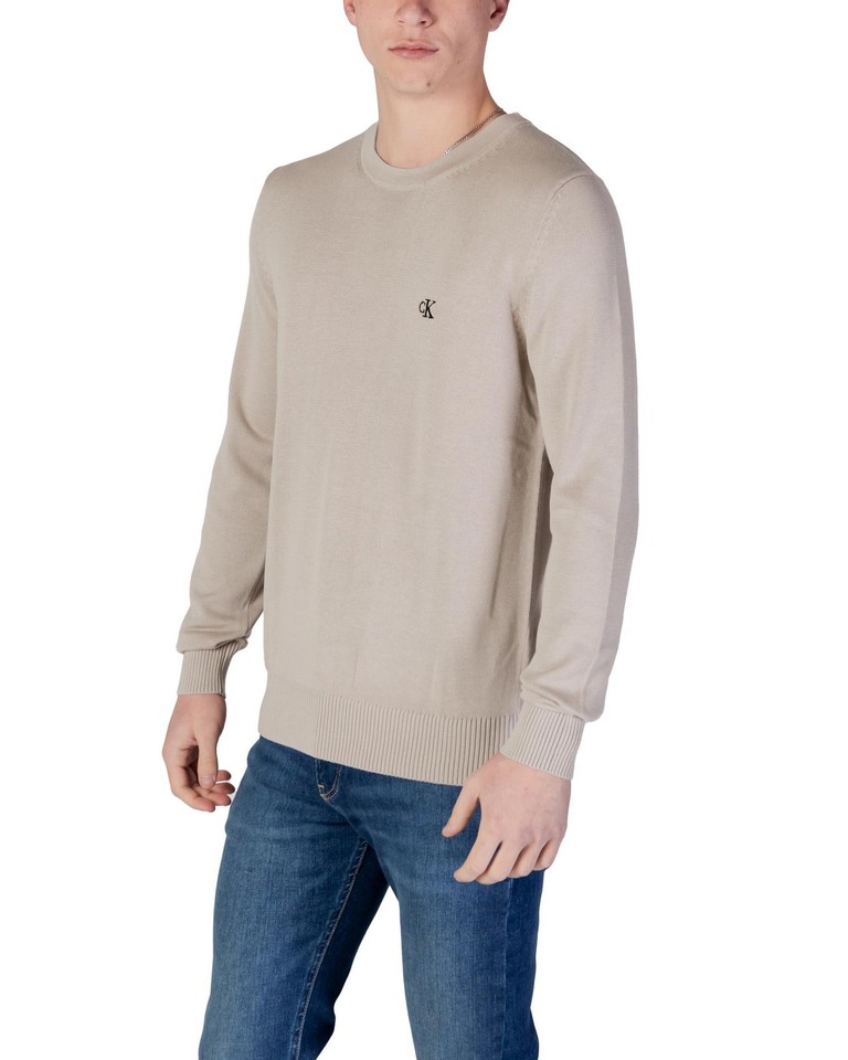 Calvin Klein Jeans Crew Neck Sweater Knitwear Men Beige Sweaters ...
