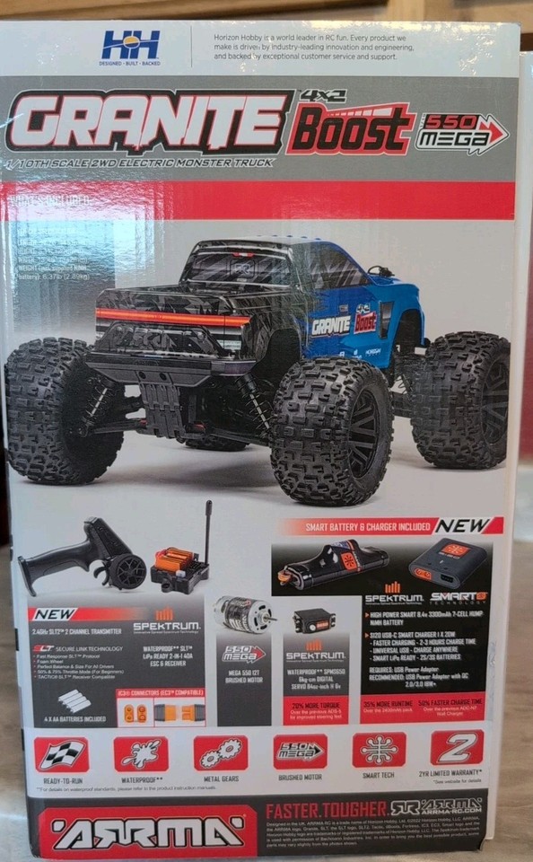 ARRMA GRANITE BOOST 4X2 550 Mega 1/10 Monster Truck Blue. NIB | eBay