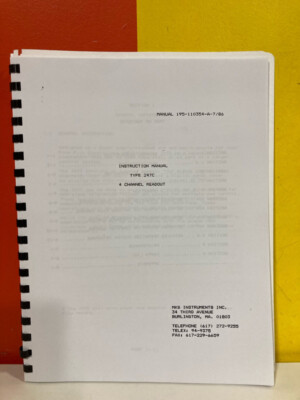 MKS 195-110354-A-7/86 Type 247C 4 Channel Readout Instruction Manual | eBay
