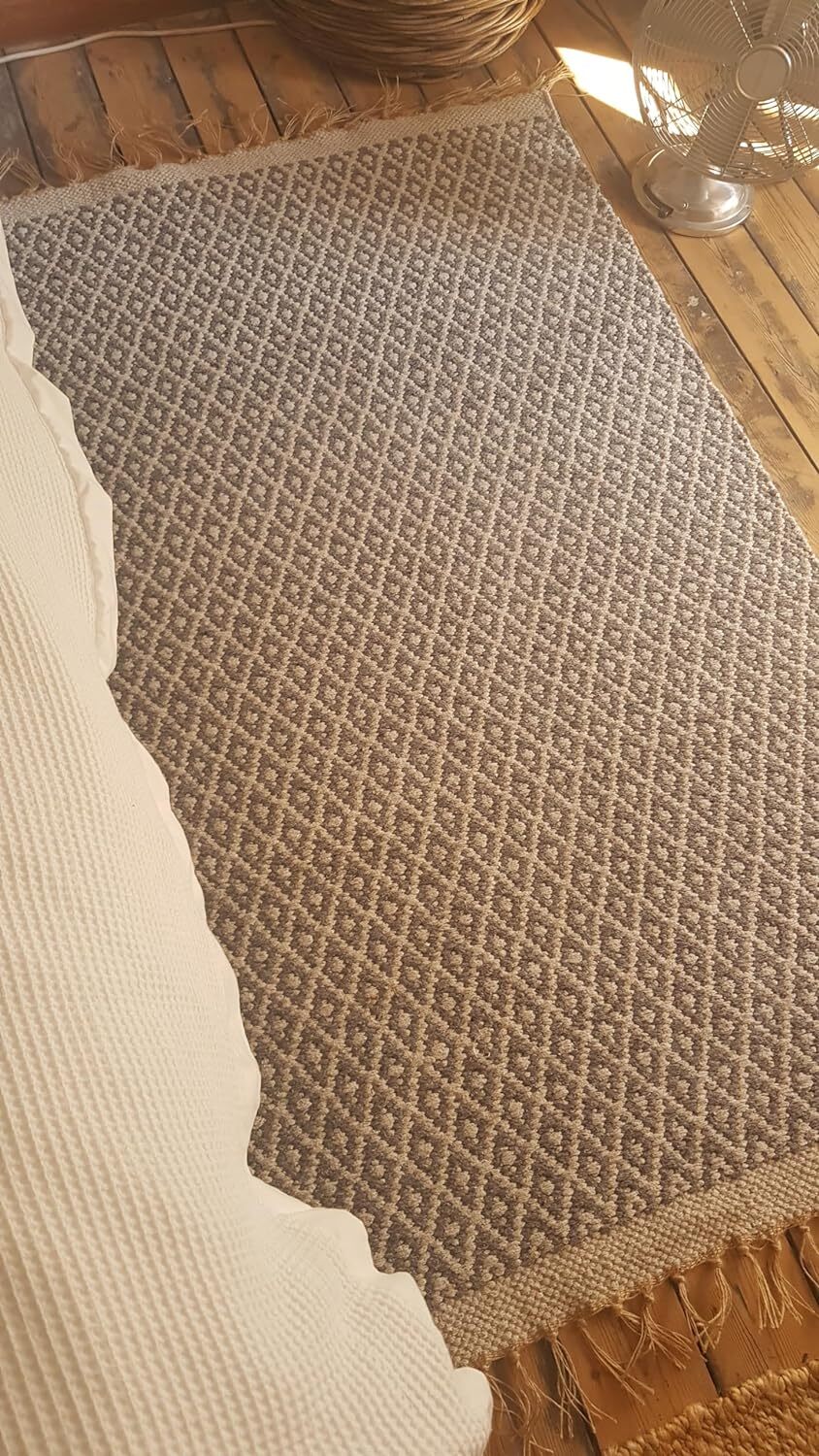 Scandi Recycled Cotton Jute Herringbone Soft Rugs 90 x 150 cm ...