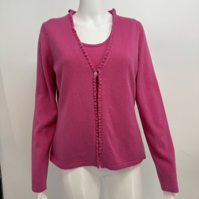 Ann Taylor Cashmere Twin Set Women's Size Medium Tank and Cardigan Pink ...