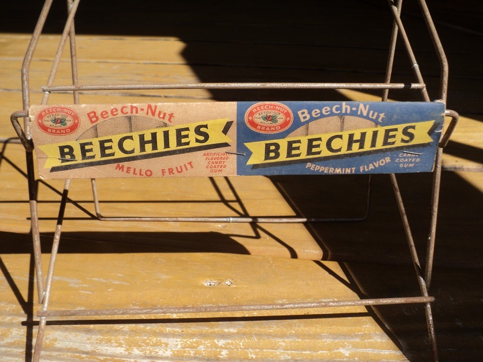ANTIQUE BEECHIES CHEWING GUM METAL/WIRE LITHO COUNTRY STORE DISPLAY ...