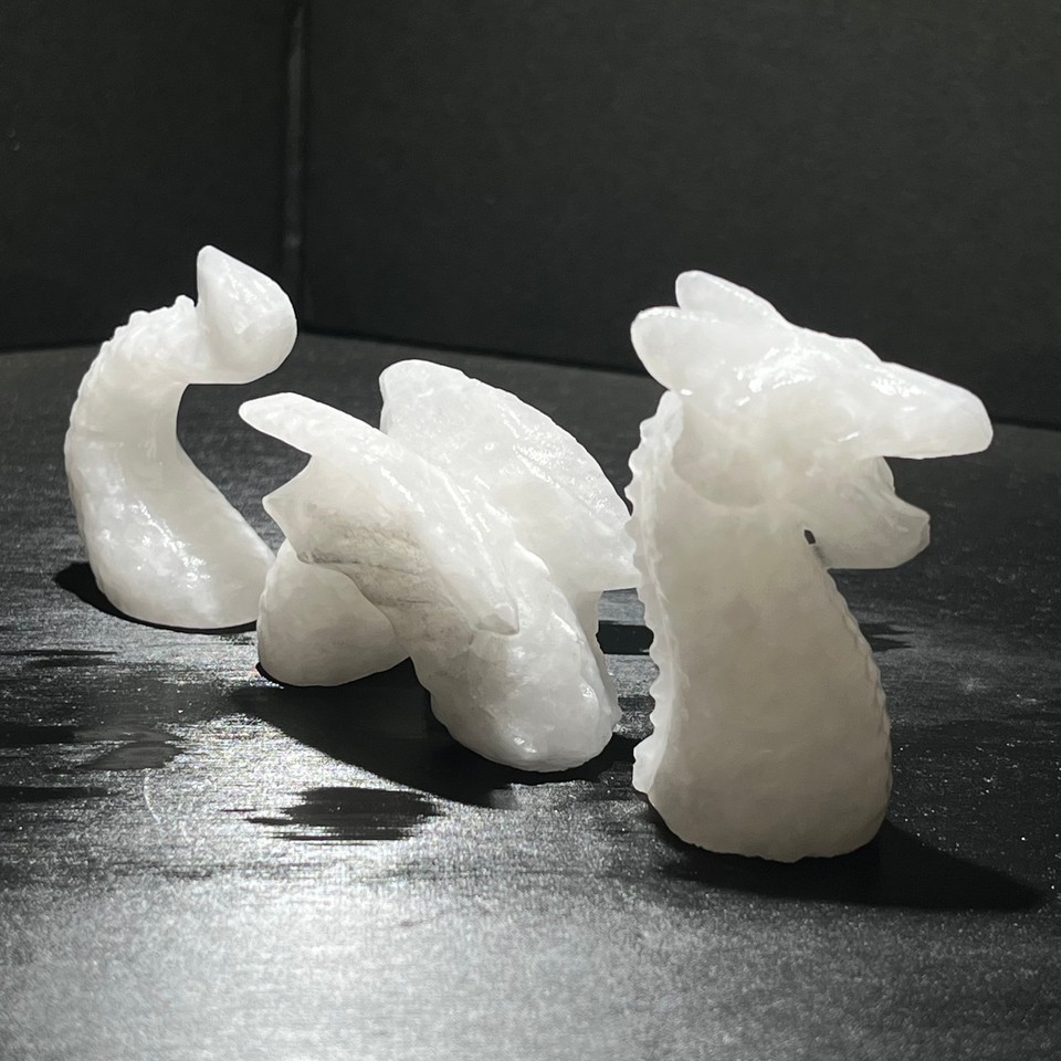 153G white marble dragon skull Hand carved Gift healing decor | eBay ...