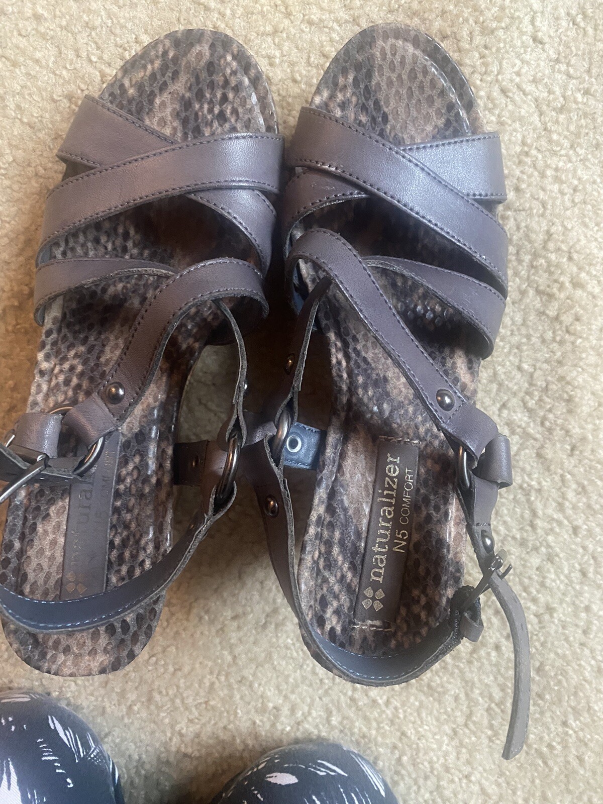 Naturalizer N5 Comfort Robyn Gray Leather Wedge Sandals Women’s Size 6 ...