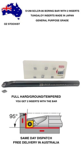 Boring Bar 12mm with free 2 Tungaloy Insert chatter free finish CCMT06 ...