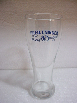 VINTAGE FRED USINGER FINE SAUSAGE BEER GLASS, MILWAUKEE WISCONSIN 8.5 ...