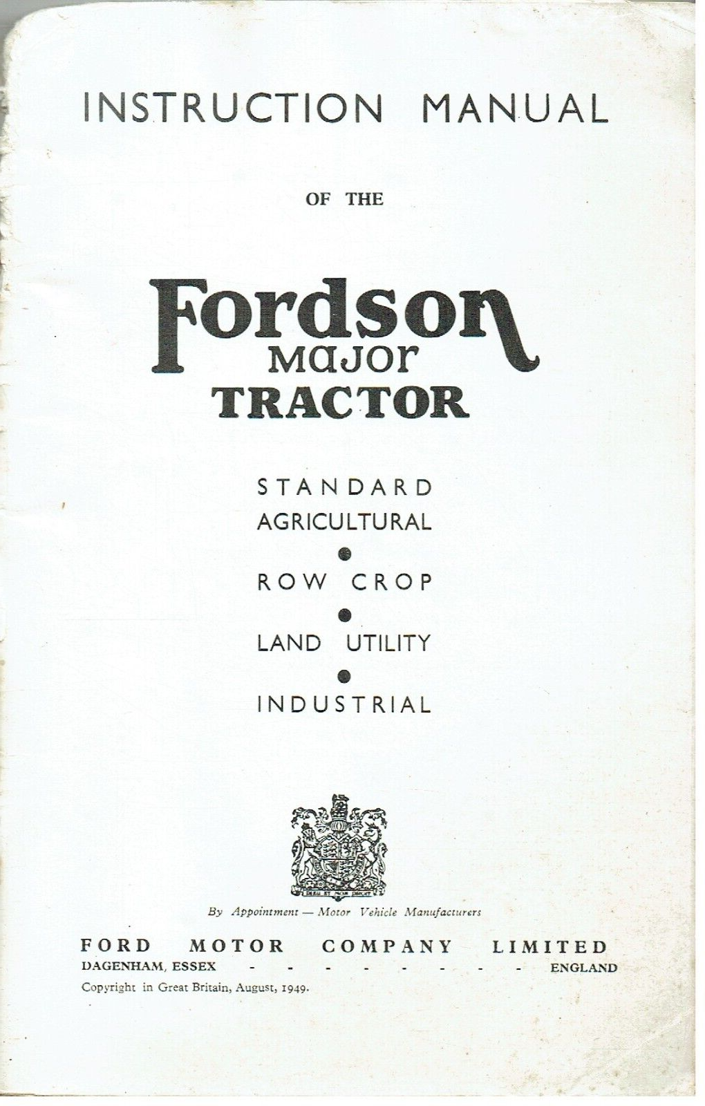 FORDSON MAJOR TRACTOR ORIGINAL 1949 OWNERS INSTRUCTION MANUAL | eBay UK