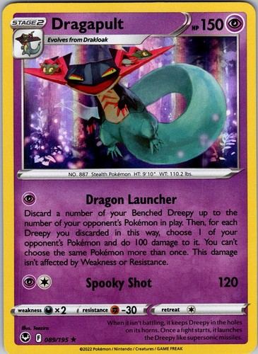 Pokemon TCG Dragapult Sword & Shield Silver Tempest 089/195 Holo Rare ...
