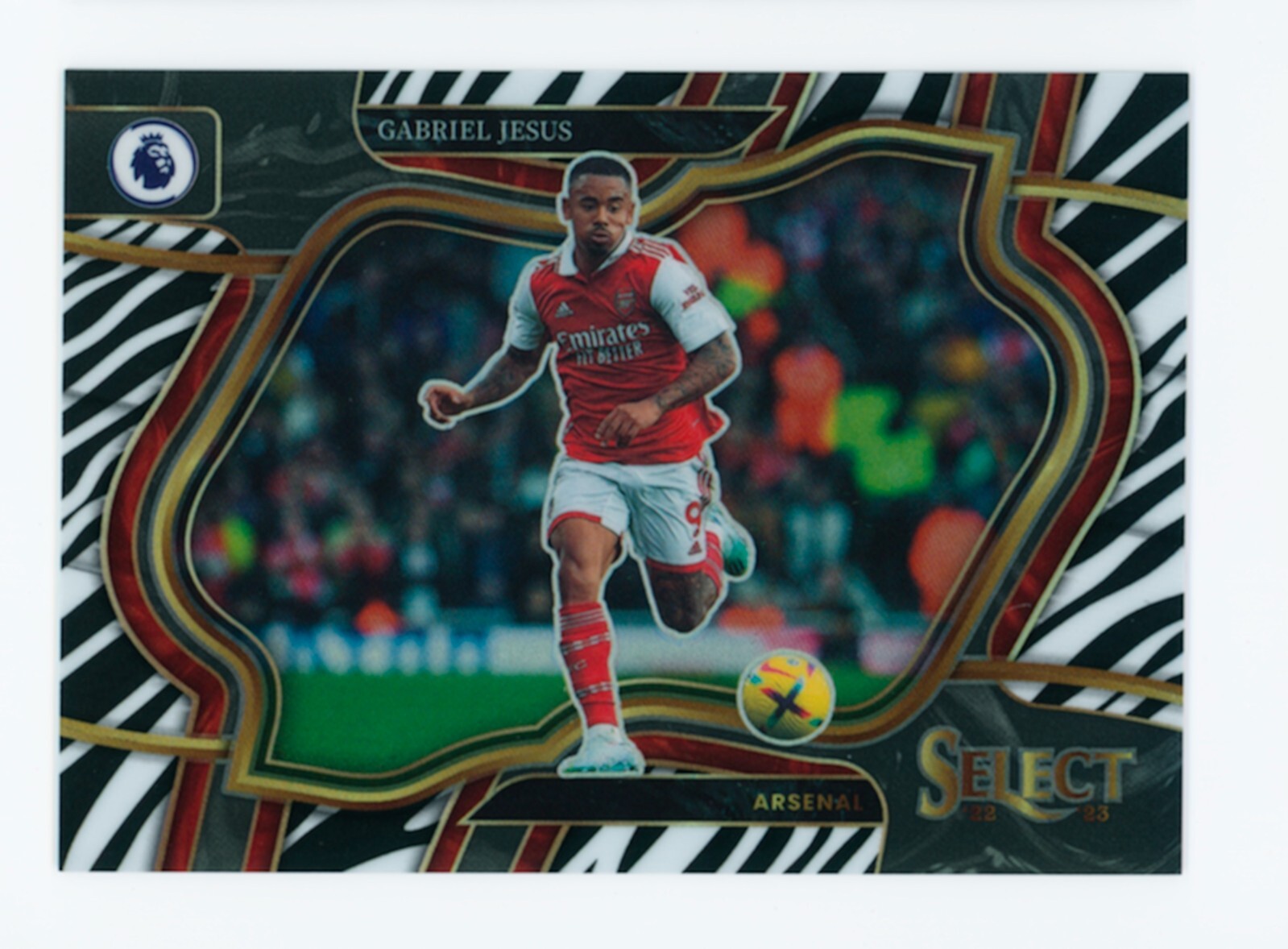 2022-23 Gabriel Jesus Panini Select Field Level Zebra Prizm Arsenal FC ...