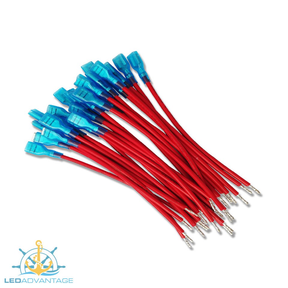 140MM INSULATED 6MM FEMALE PRE-CRIMPED SPADE CONNECTORS (PACK OF 5, 10 ...