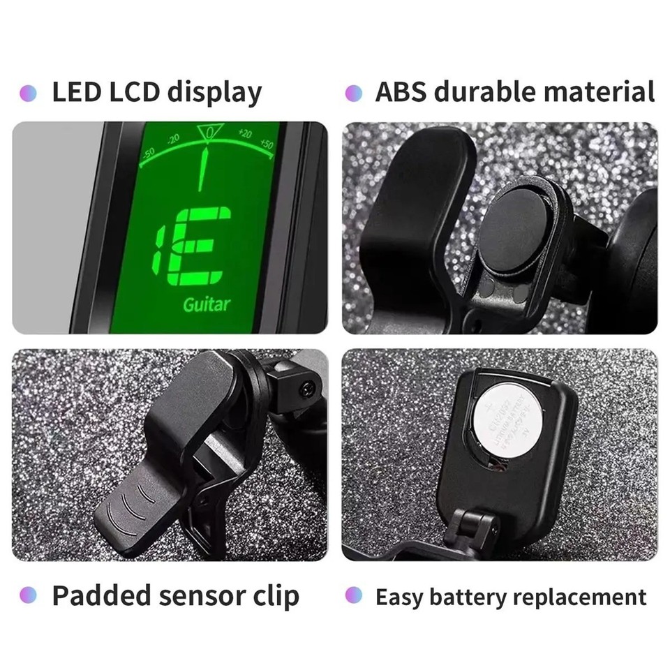 Clip-On Stimmgerät für Gitarre – Chromatischer Tuner für Gitarre, Bass ...