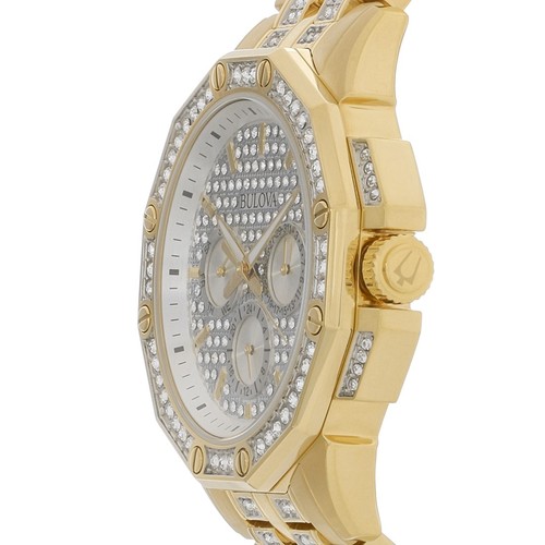 Bulova Men's Gold Plated Stainless Steel Crystal Quartz Watch 98C126 ...
