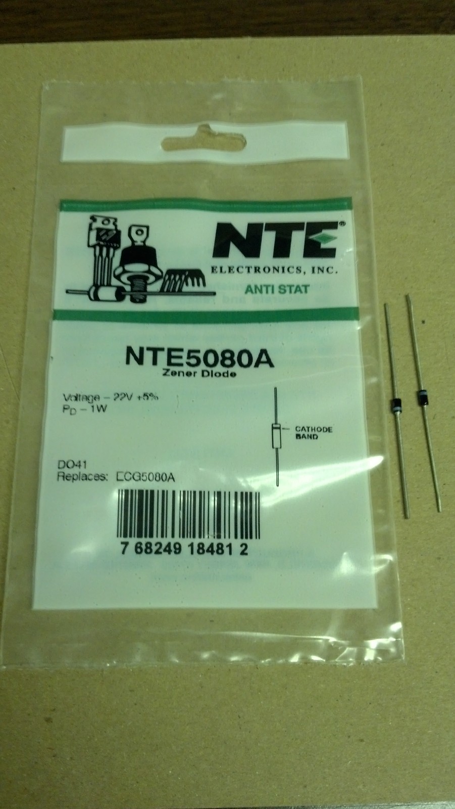 NTE NTE5080A Zener Diode, 22V, 1W, 5% Tol ***AUTHORIZED NTE DISTRIBUTOR ...