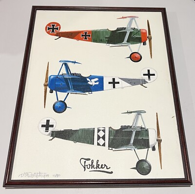 German WWI Aircraft Original Painting on Canvas Fokker Dr.I Triplane ...