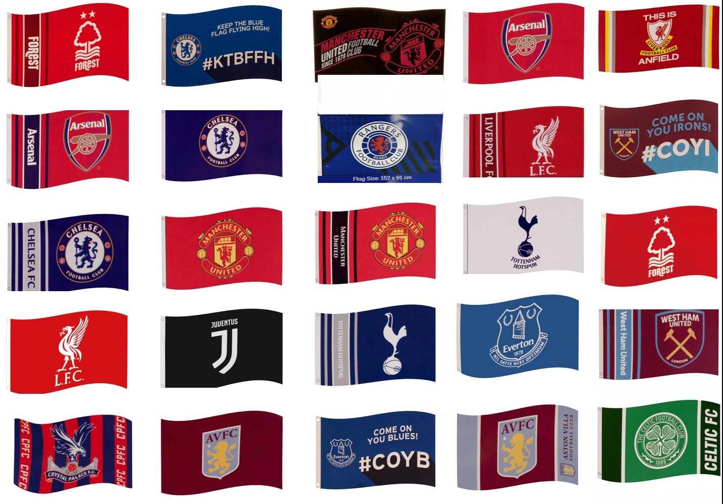 Football Club Various Teams Flag 5ftx3ft (150x90 cm) Birthday MatchDay ...