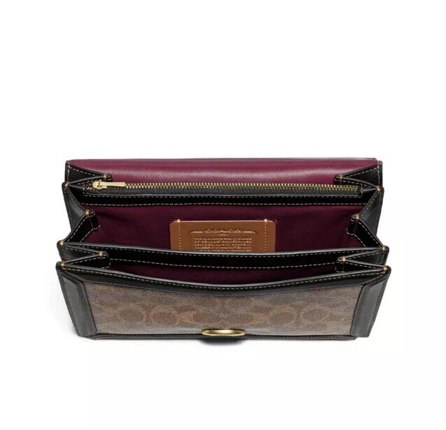 NWT Coach 1941 Riley top handle 22 in Black/Tan/Gold Signature canvas ...