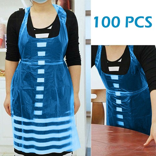 100Pcs Disposable Aprons Waterproof Oil Proof Antifouling PE Plastic ...