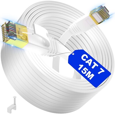 Ethernet Cable 15m Cat 7, High Speed Internet Cable 15m Flat Shielded ...