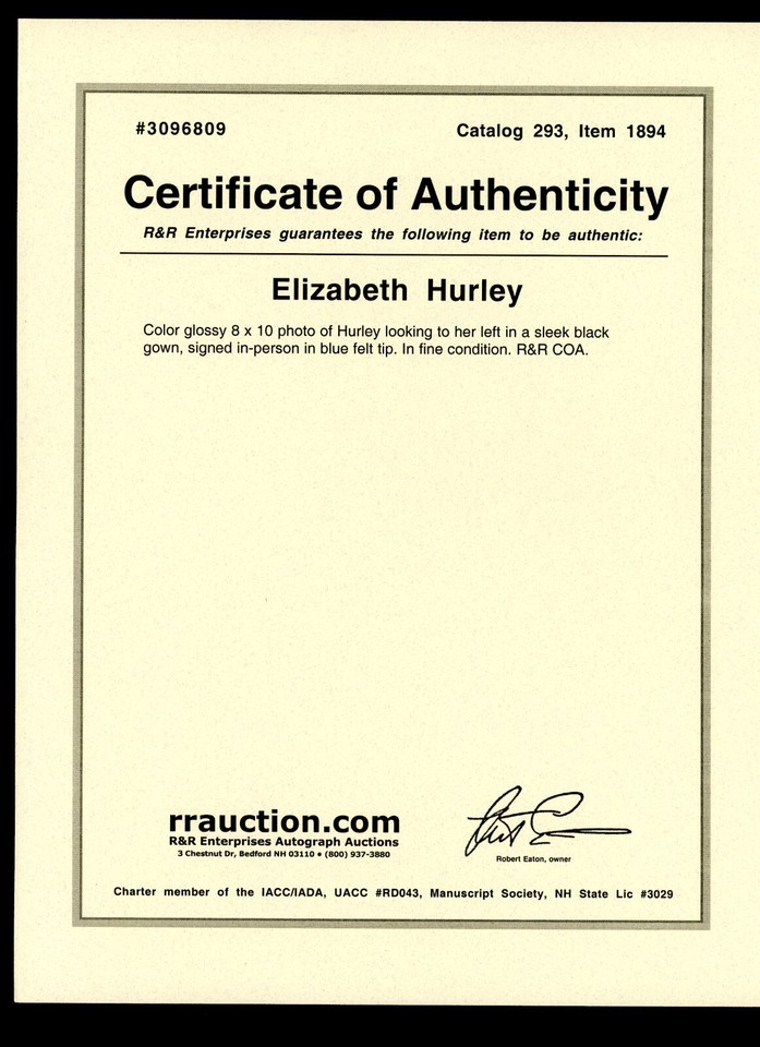 Autographed 8x10 photo Actress Elizabeth Hurley | eBay