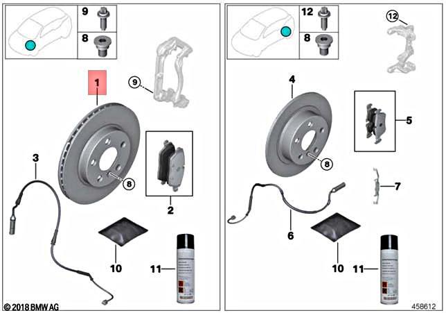 BMW OEM 16-18 750i xDrive Front Brake-Disc Rotor 34116875283 | eBay