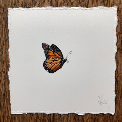 Vanessa Foley original painting Monarch Miniature Butterfly Bee Bird ...