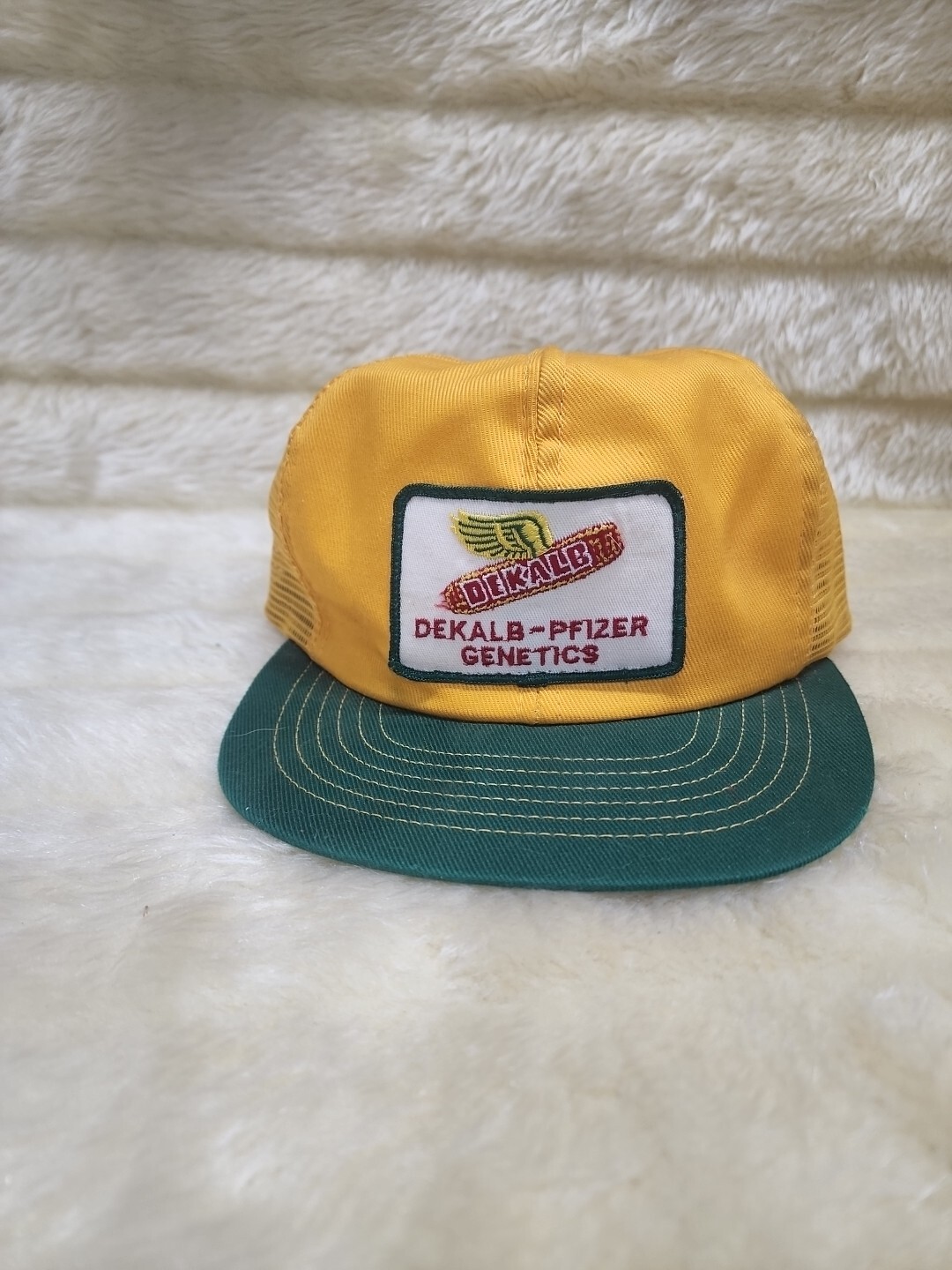 Vtg DEKALB Pfizer Genetic SEED Farm PATCH SNAPBACK TRUCKER HAT CAP USA ...