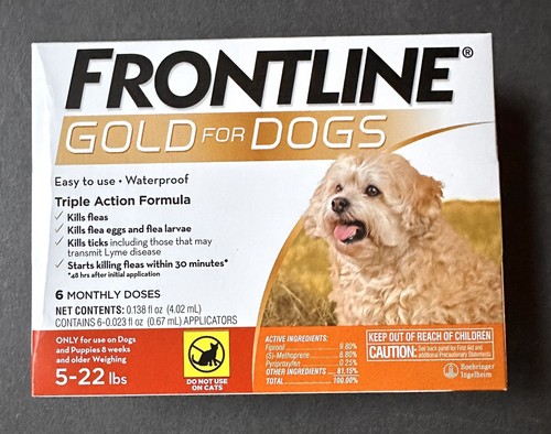 FRONTLINE Gold Flea Tick Genuine EPA Approved for Dogs 5 - 22 lbs 6 ...