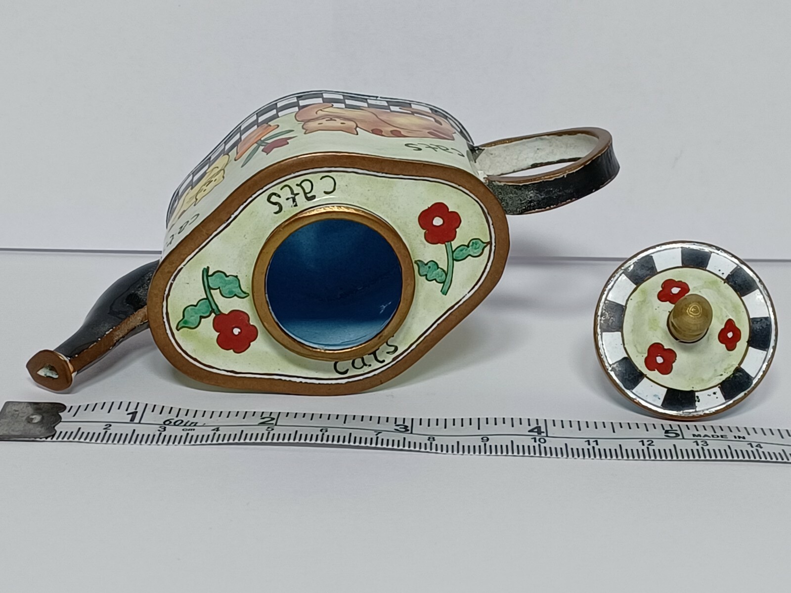 Kelvin Chen Miniature Enamel Teapot Cats Number 1591 Vintage 1999 | eBay