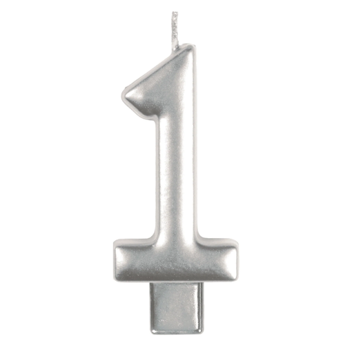 Candle Numeral Moulded Silver #1 | eBay