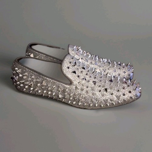 "Royal Shoes" Mens Spikes Shoes, Size 9.5, Silver Metallic, Slip-on ...