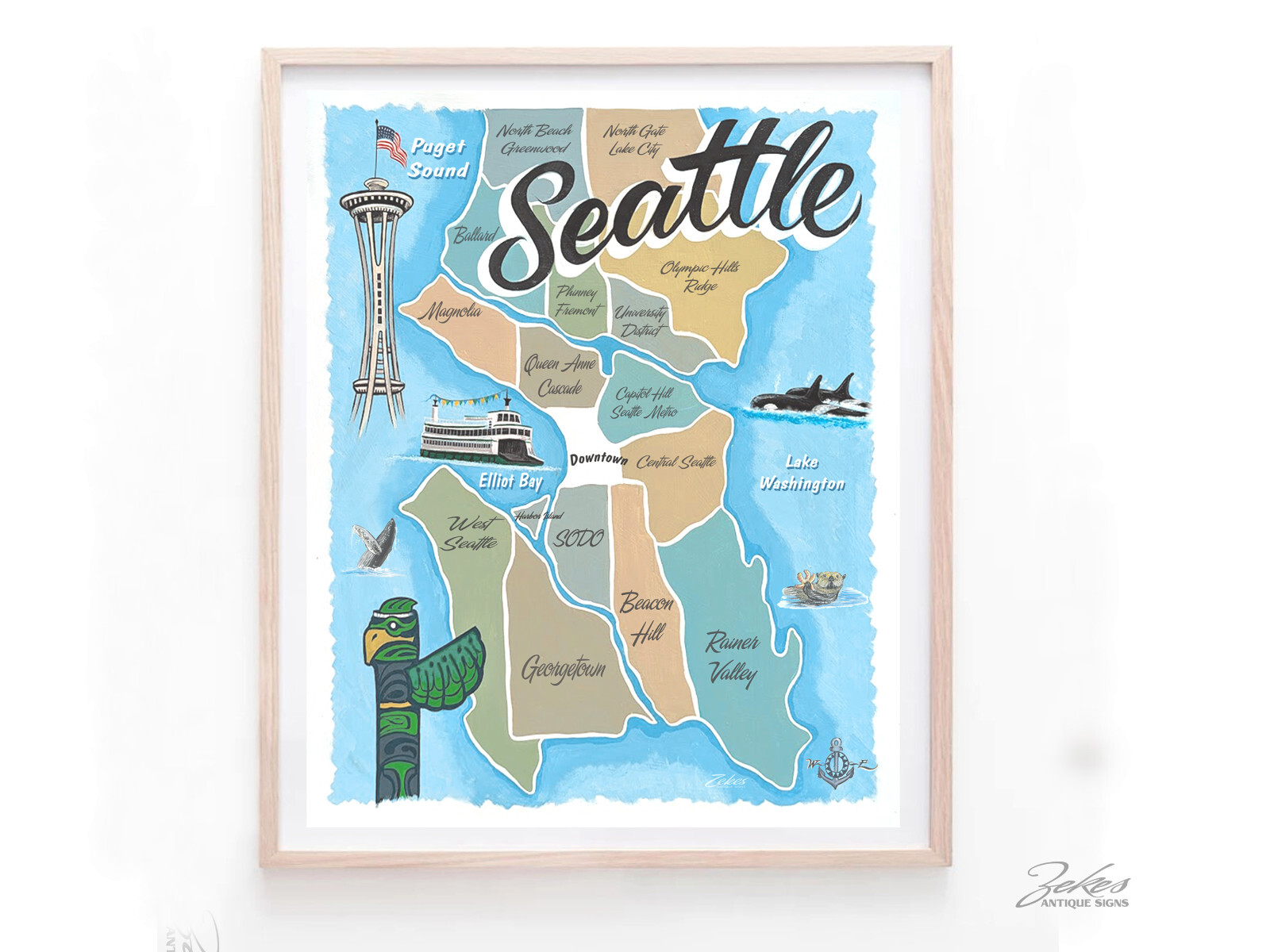 Seattle Washington Map Print | Art | Travel Map | Wall Decor | Gift ...