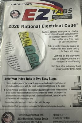 2020 Color Coded EZ Tabs with EZ Formula Guide Based based on NEC Code ...