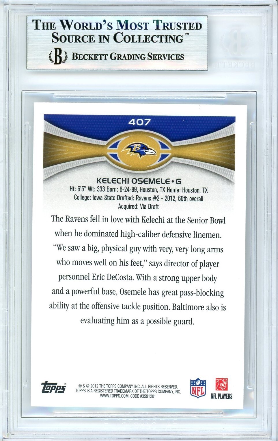 2012 Topps - Kelechi Osemele #407 (RC) for sale online | eBay