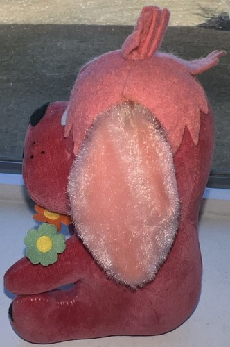 Vintage Dakin Dream Pets Pink Velvet Rufus Dog Plush With Two Flowers ...