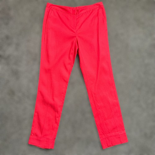 Classiques Entier Linen Blend Pants 2 Red Trousers Work Mid Rise Cuffed ...