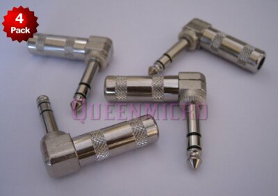 4 Pack 1/4" Male Heavy Duty Right Angle TRS Stereo Audio Plug Jack ...