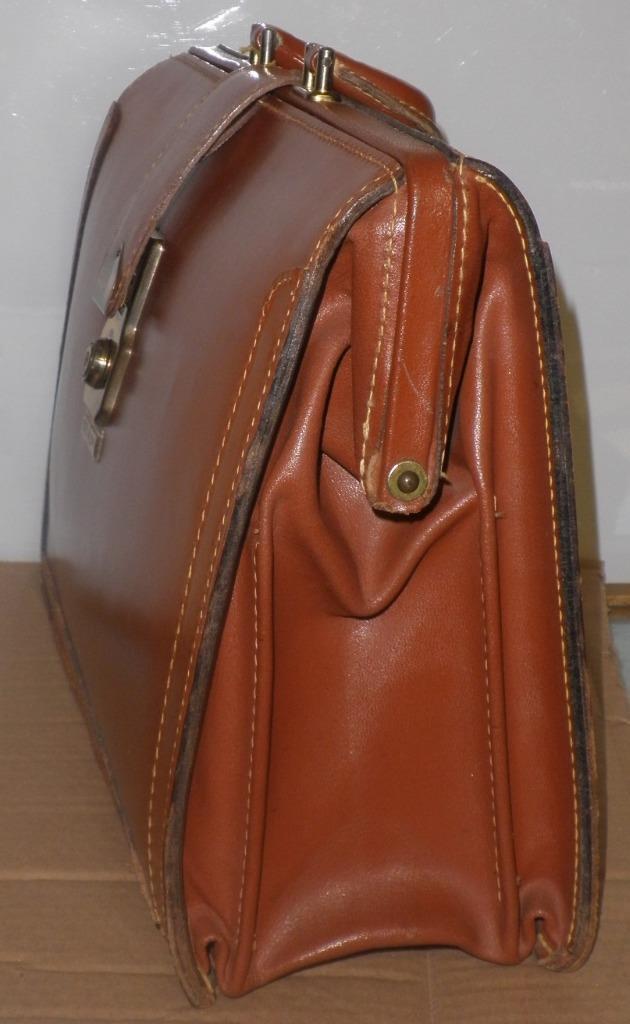 Vintage Tan Cowhide Leather Briefcase With Secure Lock & Key By Cheney ...