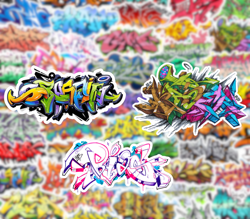 25/50 Graffiti Art Sticker Pack - Waterproof Vinyl - Hip-Hop B-Boy Rap ...