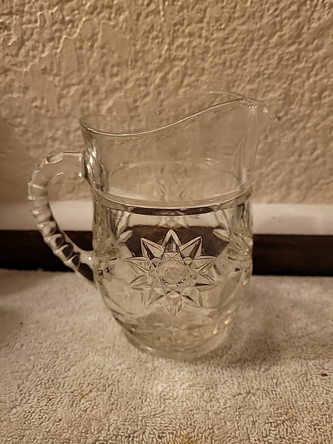 Anchor Hocking Clear Pressed Glass Small Pitcher Creamer Sunburst 5 1/2 ...