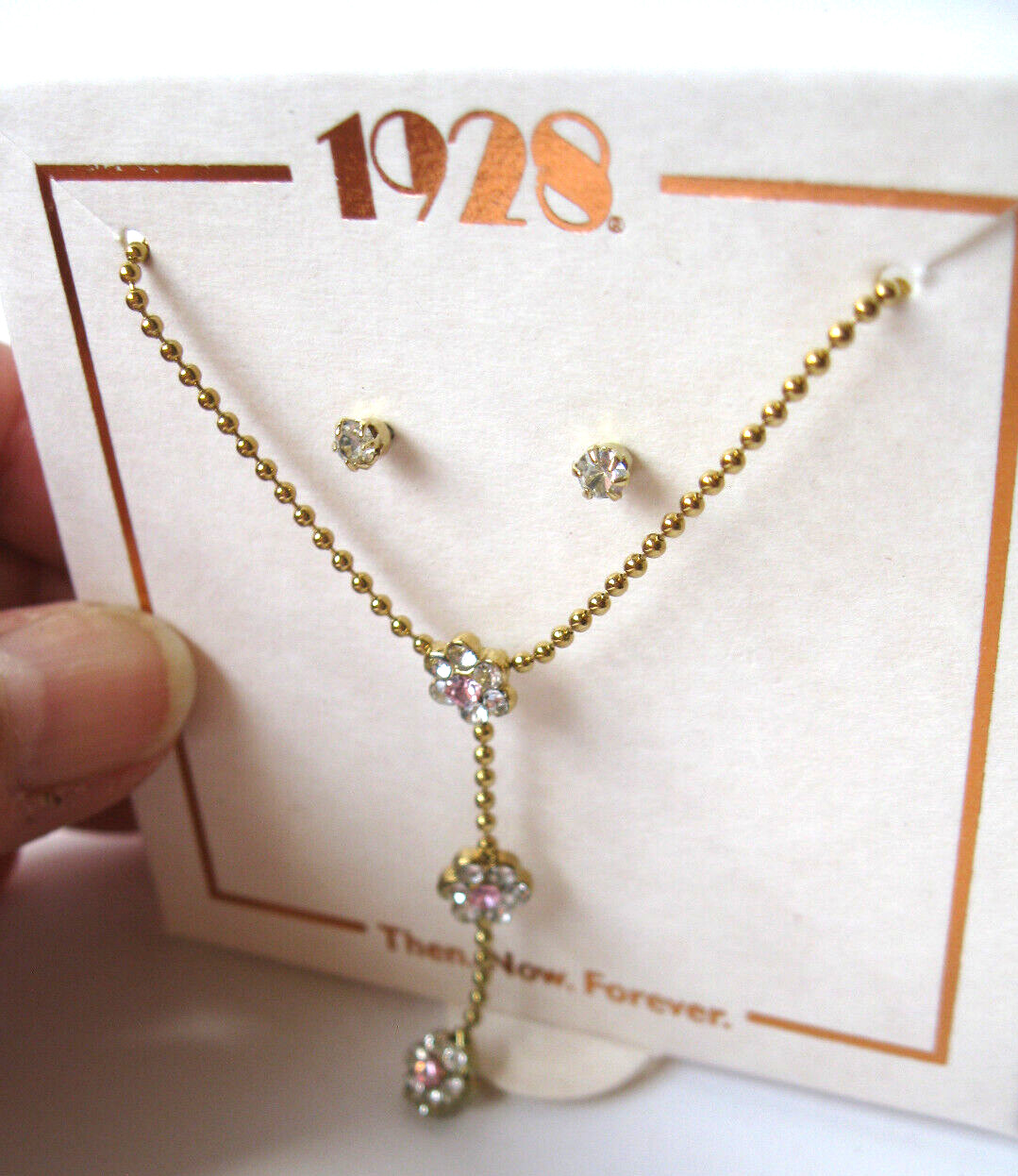 New Vintage 1928 Jewelry Set Then Now Forever 18" Nec… - Gem
