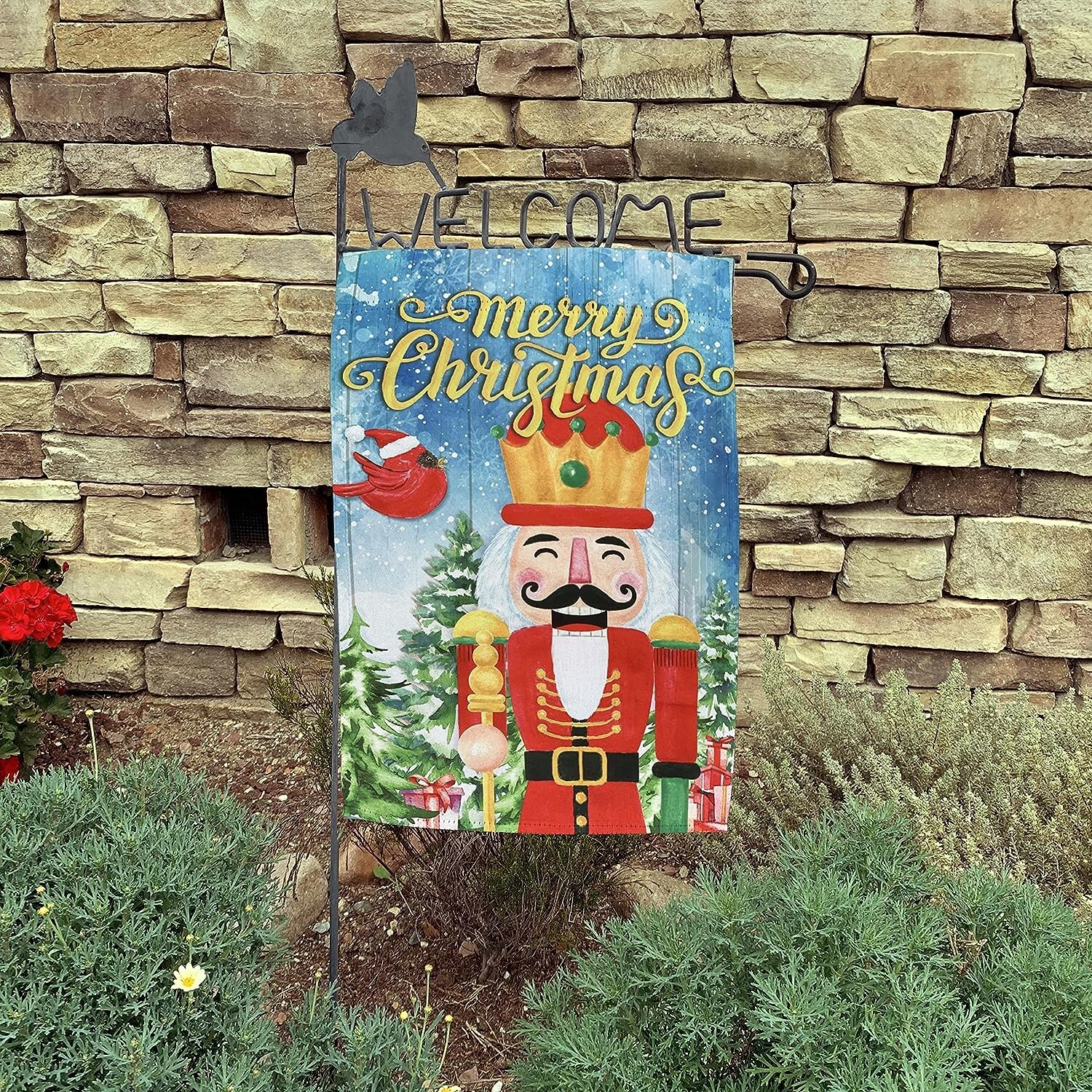 Merry Christmas Nutcracker Garden Flag 12” x 18”, Double Sided, Festive ...