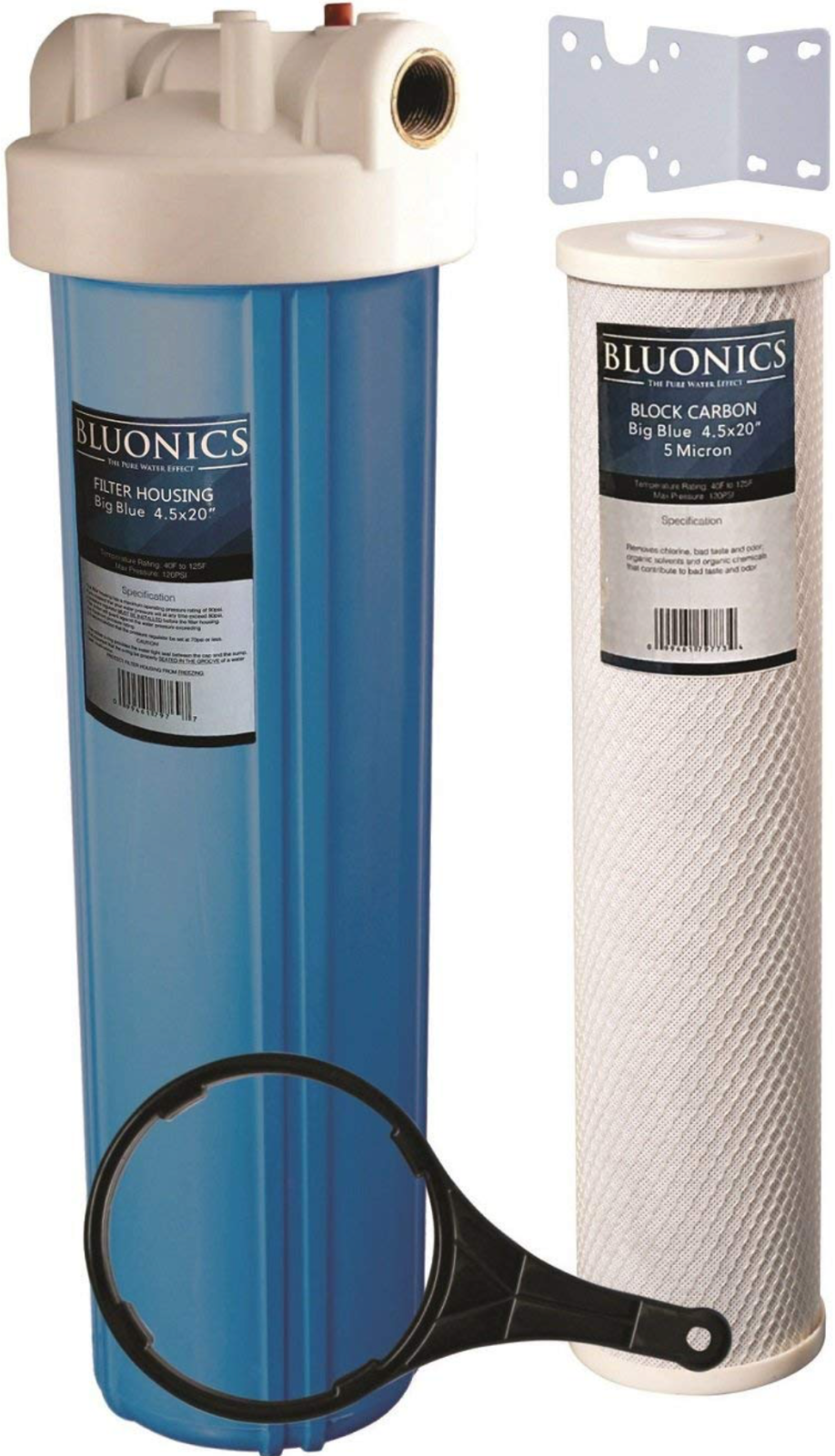 BLUONICS 20" Whole House Water Filter w/ Carbon Block Cartridge BLUE ...