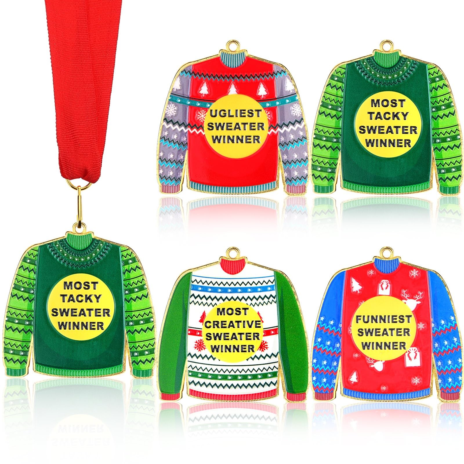 4 Pieces Christmas Ugly Sweater Medal Award Metal Ugly Sweater Contest ...
