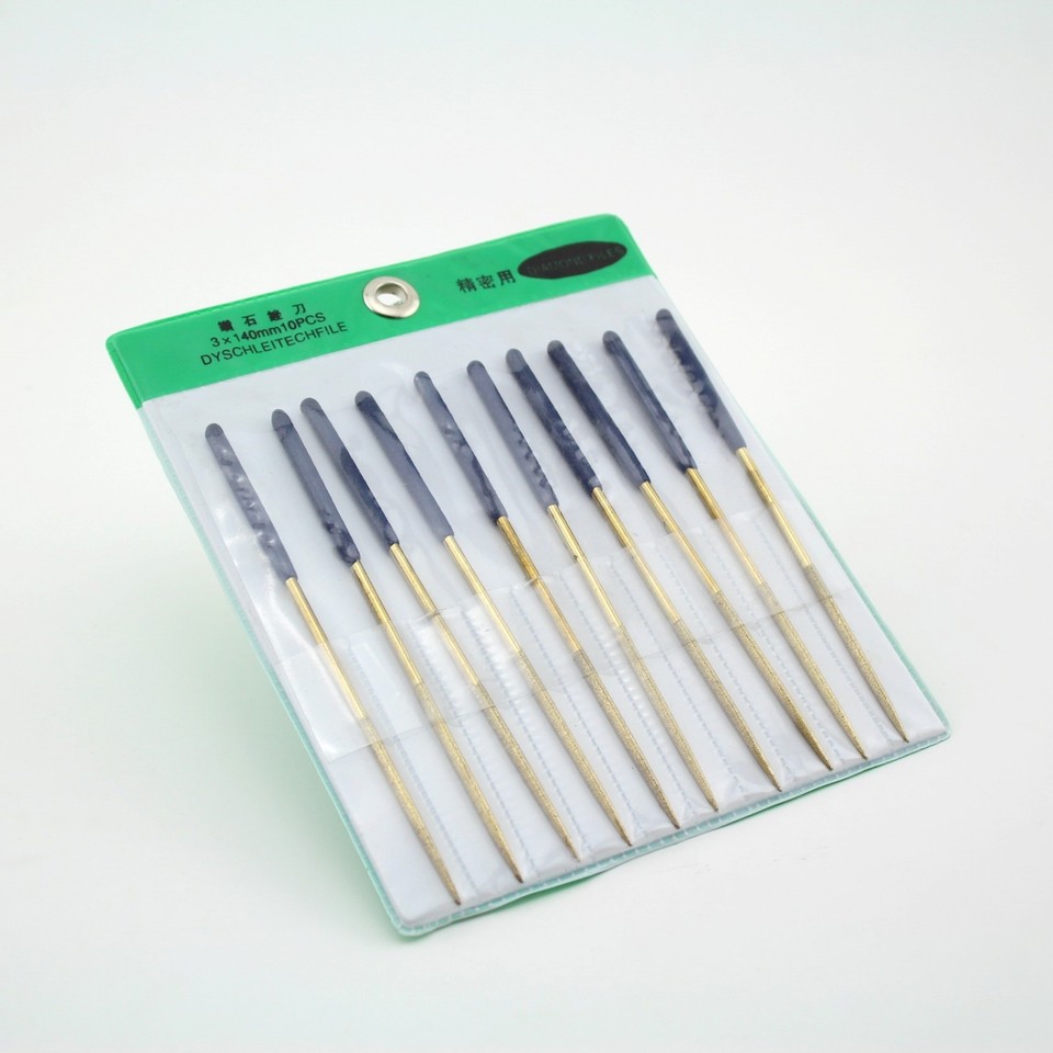 10Pcs 5.5" 140MM x 3MM Diamond Coated Needle ROUND File Titanium Filing ...