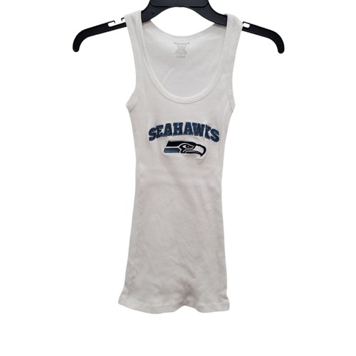 Reebok Women's White Seattle Seahawks Embroidered Sleeveless Ribbed ...
