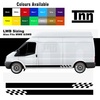 Side Stripe Stickers Graphics Vinyl Decals For Ford Transit LWB SWB MWB ...
