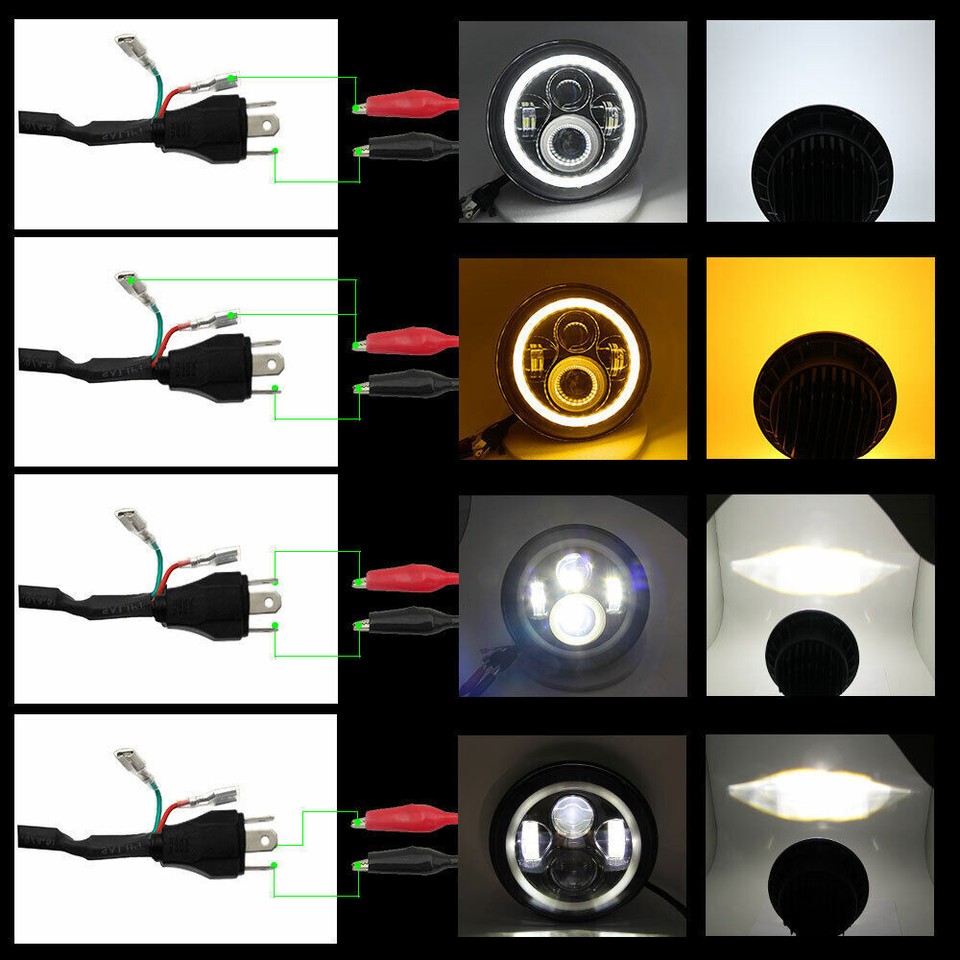 7inch LED Headlight Halo Angel Eyes Hi/Lo Beam For Toyota FJ Cruiser ...