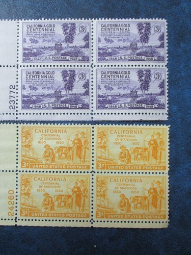 California Gold Rush & Statehood Centennial plate blocks #954 & 997 | eBay